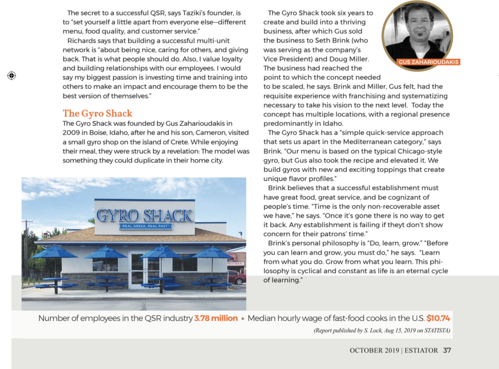 The Gyro Shack is Featured in Estiator Magazine - Gyro Shack